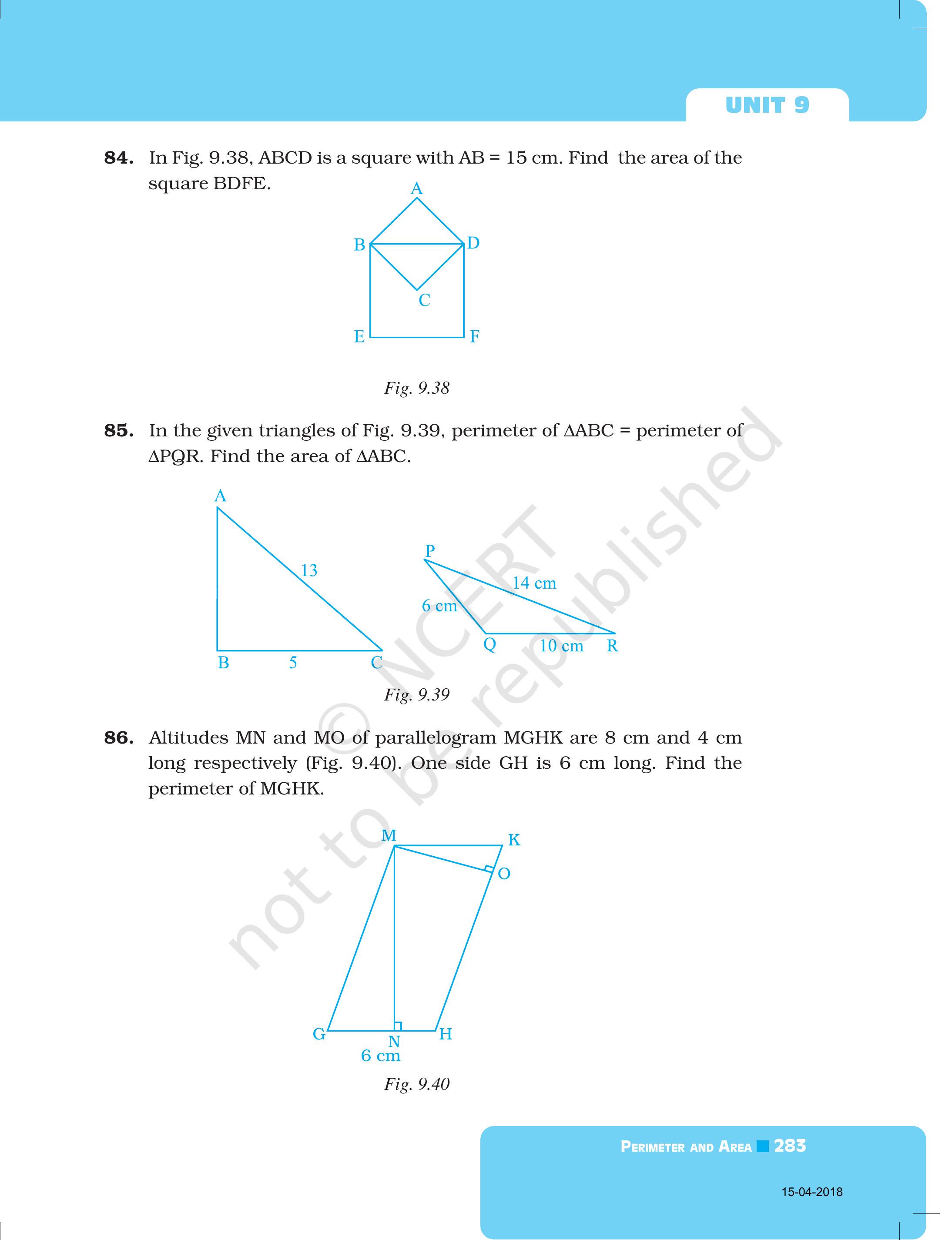 Flexi answers - In the given triangles of Fig. 9.39, perimeter of ...