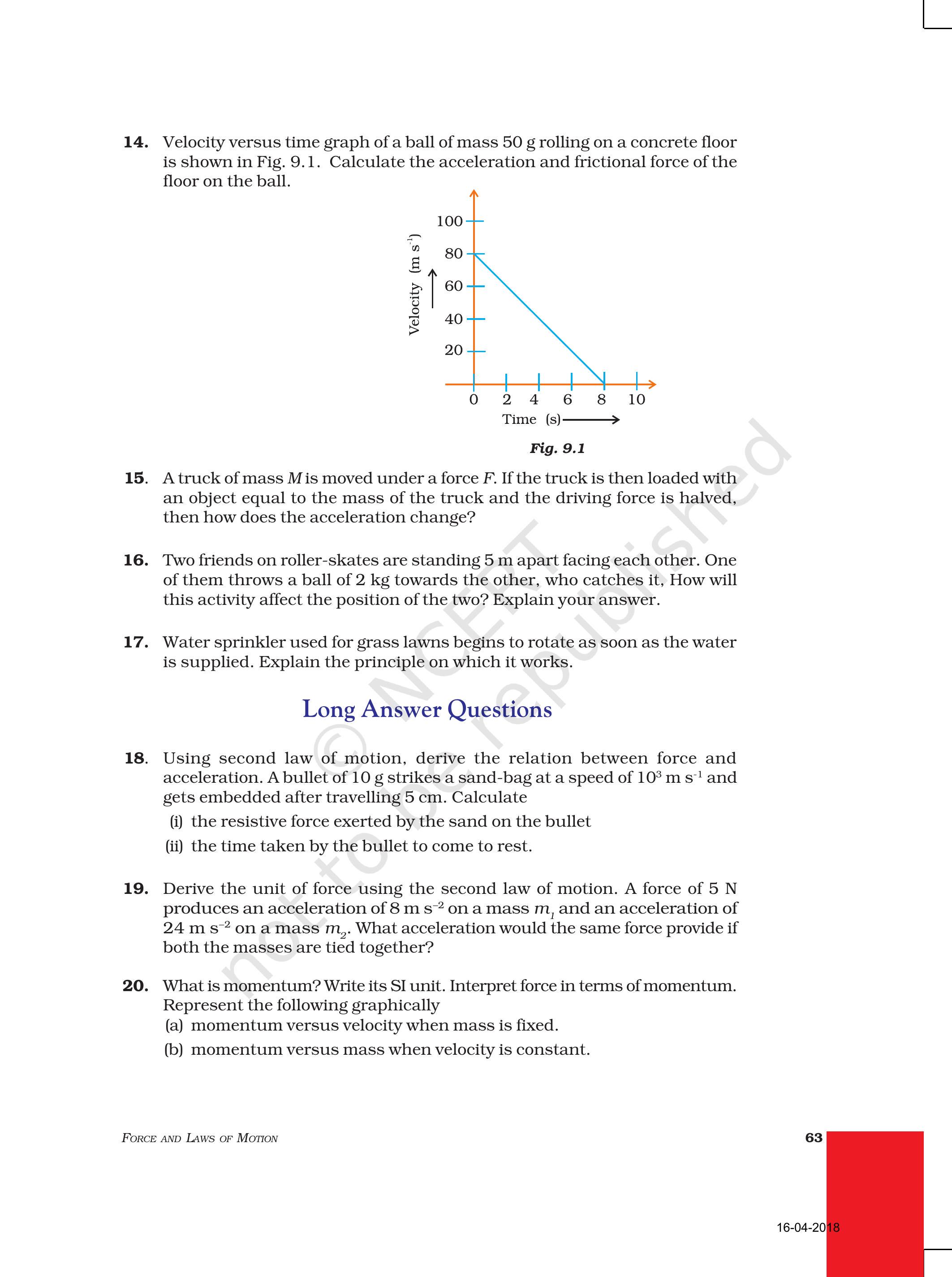 Flexi answers - Velocity versus time graph of a ball of mass 50 g ...