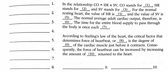Complete the following statements relating to cardiac output | Quizlet