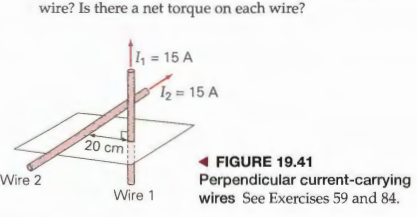 Two long, perpendicular wires carry currents of $15 \mathrm{ | Quizlet